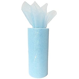 Just Artifacts Glitter Tulle Fabric Roll 25-Yards Length x 6-Inch Width (Color: Sky Blue)