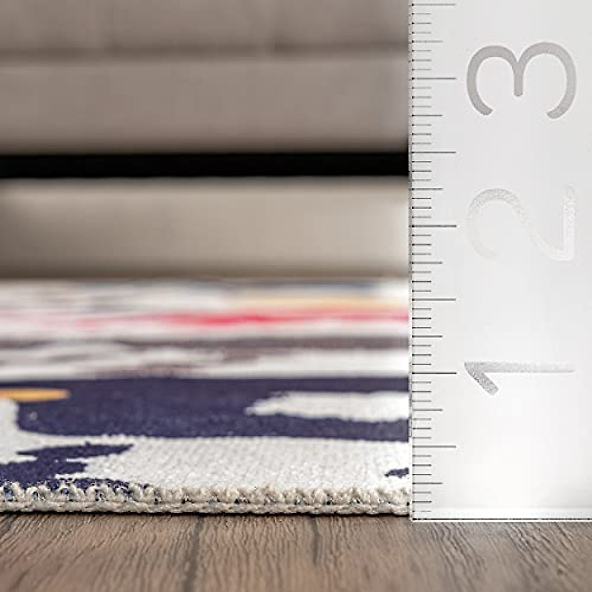 nuLOOM Pinkie Machine Washable Handprint Kids Ultra Thin Area Rug, 3' x 5', Multi