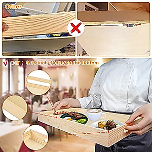 6 Pcs Wooden Serving Trays - Unfinished Reinforced Wooden Decorative Trays with Handles, DIY Crafts Differdent Food Tray Set for Breakfast, Dinner, Tea ,Coffee Table, BBQ, Party(12"x6" to 16"x10")