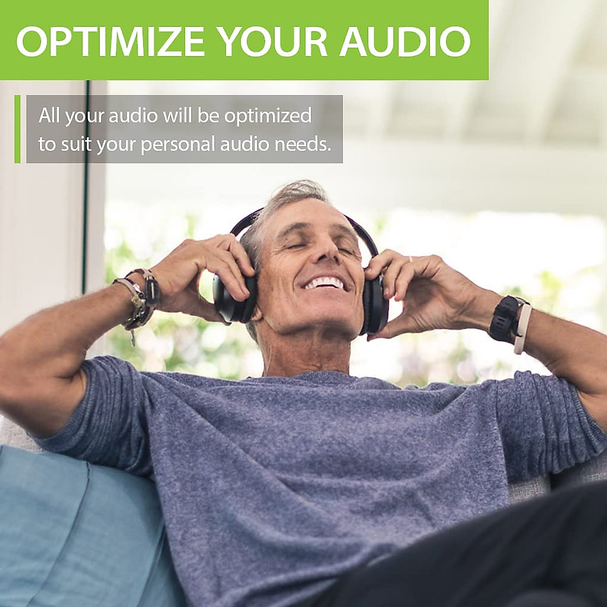 Avantree Aria Me - Bluetooth Headphones with Personal Hearing Profile, Ideal for Seniors & Hard of Hearing, Left/Right Ear Tunatble, Perfect for Wireless TV Watching with Charging Stand