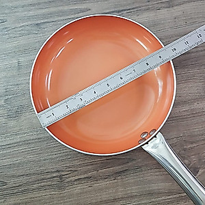 SHINEURI 9.5 inch Copper Fry Pan with Lid, Nonstick Omelet Pans - Perfect for Stir fry, Sauce & Baking, Compatible for Induction, Gas, Electric & Stovetops, Perfect for 2-3 Person Meal