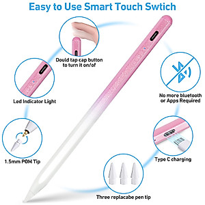 Stylus Pen for ipad, Active Pencil with Quick Charge, Palm Rejection Tilt Sensor, Magnetic Pen Compatible with 2018-2022 iPad Pro 11"/12.9",iPad 10/9/8/7/6,iPad Mini 5/6,iPad Air3/4/5