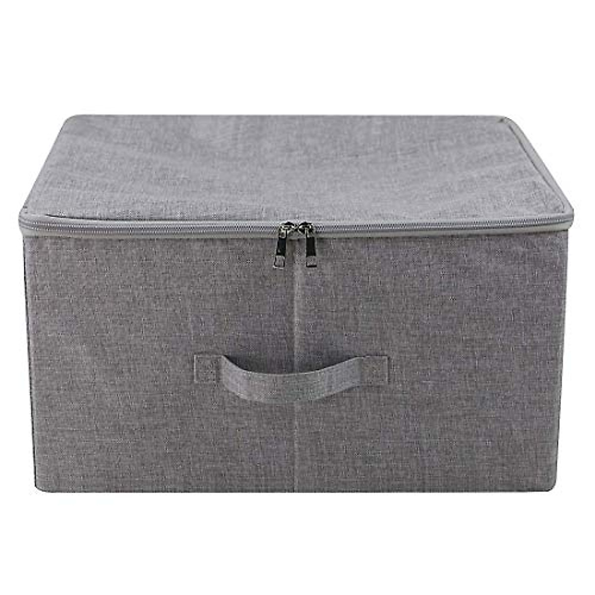 iwill CREATE PRO Folding Storage Box with Zip Lid and Handles, Storage Basket With Linen Fabric, Closet Shelf Drawers,Dark Gray, 2 pcs