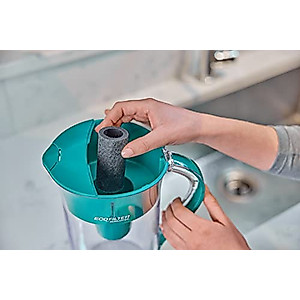 EcoFilter 10 Cup Filtered Pitcher by ZeroWater, No Plastic Shell, Reduces Chlorine Smell and Taste, Clear and Green