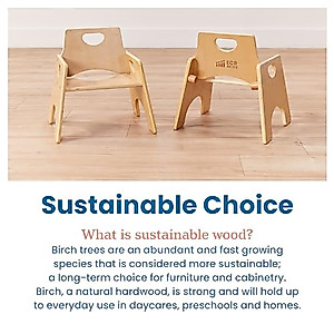 ECR4Kids Stackable Wooden Toddler Chair, 8in, Kids Furniture, Natural, 2-Pack