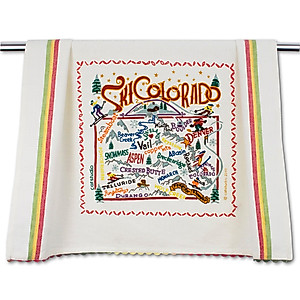 Catstudio Colorado Ski Dish Towel - U.S. Ski Resort Souvenir Kitchen and Hand Towel with Original Artwork - Perfect Tea Towel for Colorado Lovers, Travel Souvenir