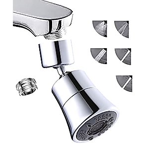 SunDins Chrome 720 Degree Swivel Sink Faucet Aerator ,Big Angle Faucet Sprayer,Rotatable sink adapter Sprayer Attachment for Kitchen/Bathroom male or female thread - Easy Install (2 balls joint)