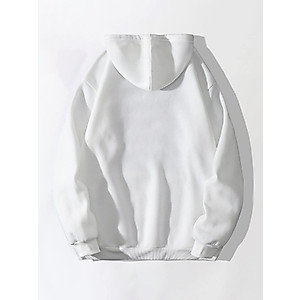 SHENHE Women's Slogan Letter Print Long Sleeve Hooded Sweatshirt Pullover Hoodie Tops White L