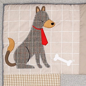 Lambs & Ivy Bow Wow Gray/Tan Dog/Puppy Nursery 3-Piece Baby Crib Bedding Set