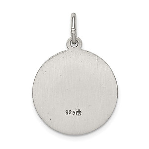 Solid 925 Sterling Silver Vintage Antiqued Catholic Patron Saint Anne Pendant Charm Medal - 25mm x 20mm