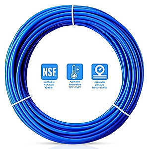 PURENAT 30FT 1/4 Inch O.D.RO Water Tubing,NSF Certified Pipe for RO(Reverse Osmosis) Water Purifier Filter System,BPA free Flexible Plastic Hose(blue)