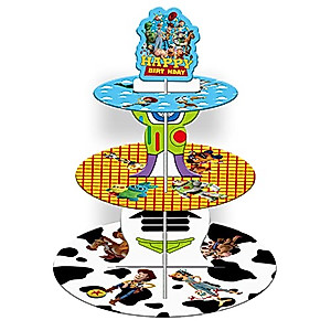 Gkszajo Cartoon Story Cupcake Stand-Toy Theme Birthday Decoration Baby Shower Party Supplies 3 Tier Cardboard