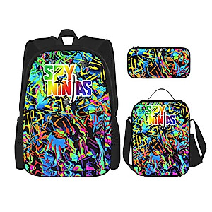 NKISMOODM Fire Large-Capacity Backpack Lunch Bag And Pencil Case 3 Piece Set Casual Lightweight Travel Daypacks Set