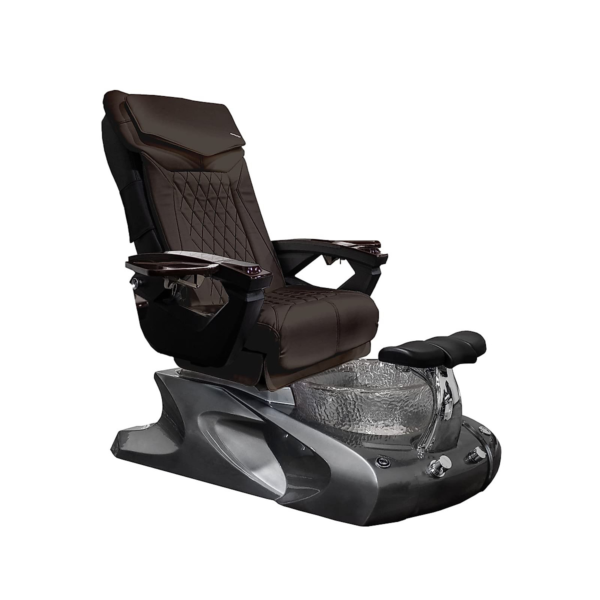 Viggo II 18 LX Shiatsulogic Pedicure Chair Metallic Grey w/Discharge Pump Stylish Pedicure Tub with Pipe-Less Magnetic Jet Pedicure Spa, Coffee
