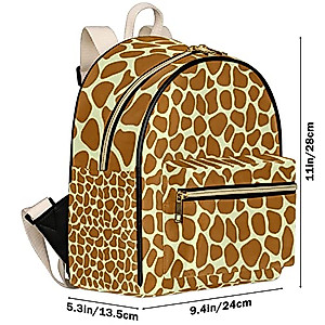 Animal Print Giraffe Skin Mini Backpack Purse for Women, Giraffe Skin Small Backpack Leather Casual Daypacks Ladies Shoulder Bags