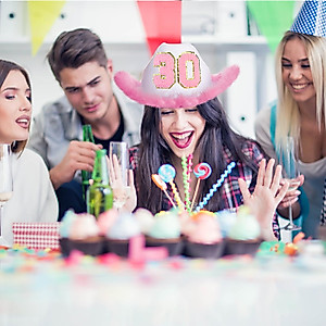 JUSTOTRY 30th Birthday Pink Cowboy Hat - 30TH Birth day Outfit Gifts for Women Cowgirl Hats with Wide Brime for 30th Birthday Decorations