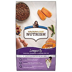 Rachael Ray Nutrish Longevity Premium Natural Dry Cat Food, Chicken with Chickpeas & Salmon Recipe, 3 Pounds
