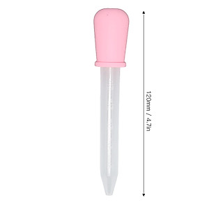 5pcs Pipettes, 5ml 120mm Length Silicone Eye Dropper, DIY Transfer Pipettes for Scientific Experiments, Paint and Glue, Food Decoration, Essential Oil, Arts and Crafts Projects(Pink)