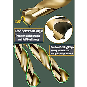 Cobalt Drill Bit Set 10Pcs 7/16 inch HSS Co M35 Twist Jobber Length Drill Steel Metal Iron