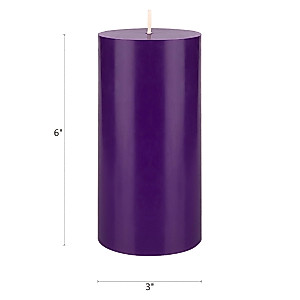 Mega Candles 1 pc Unscented Purple Round Pillar Candle, Hand Poured Premium Wax Candles 3 Inch x 6 Inch, Home Décor, Wedding Receptions, Baby Showers, Birthdays, Celebrations, Party Favors & More