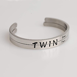 ENSIANTH Twins Gift Twin Bracelet Twin One Twin Two Cuff Bangle (Twin Cuff Set)