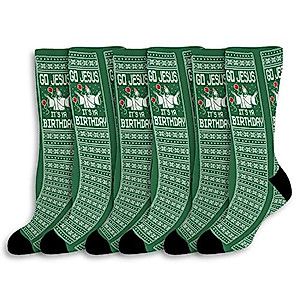 Christmas Joke Gifts Go Jesus It's Ya Birthday Winter Holiday Gift Socks 6-Pair Novelty Crew Socks
