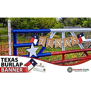 Mandala Crafts Burlap Texas Banner for Texas Themed Party Supplies - Jute Texas Lone Star State Flag TX Pennant for Garden Fence Fireplace Mantel Classroom