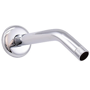 Westbrass D301-1-26 1/2" IPS x 8" Wall Mount Shower Arm with Sure Grip Flange, 1-Pack, Polished Chrome