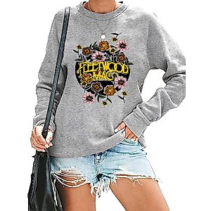 FCDIED Rock Band Sweatshirt for Women Vintage Graphic Rock Music Shirt Casual Long Sleeve Crewneck Pullover Tops (XXL, Gray)