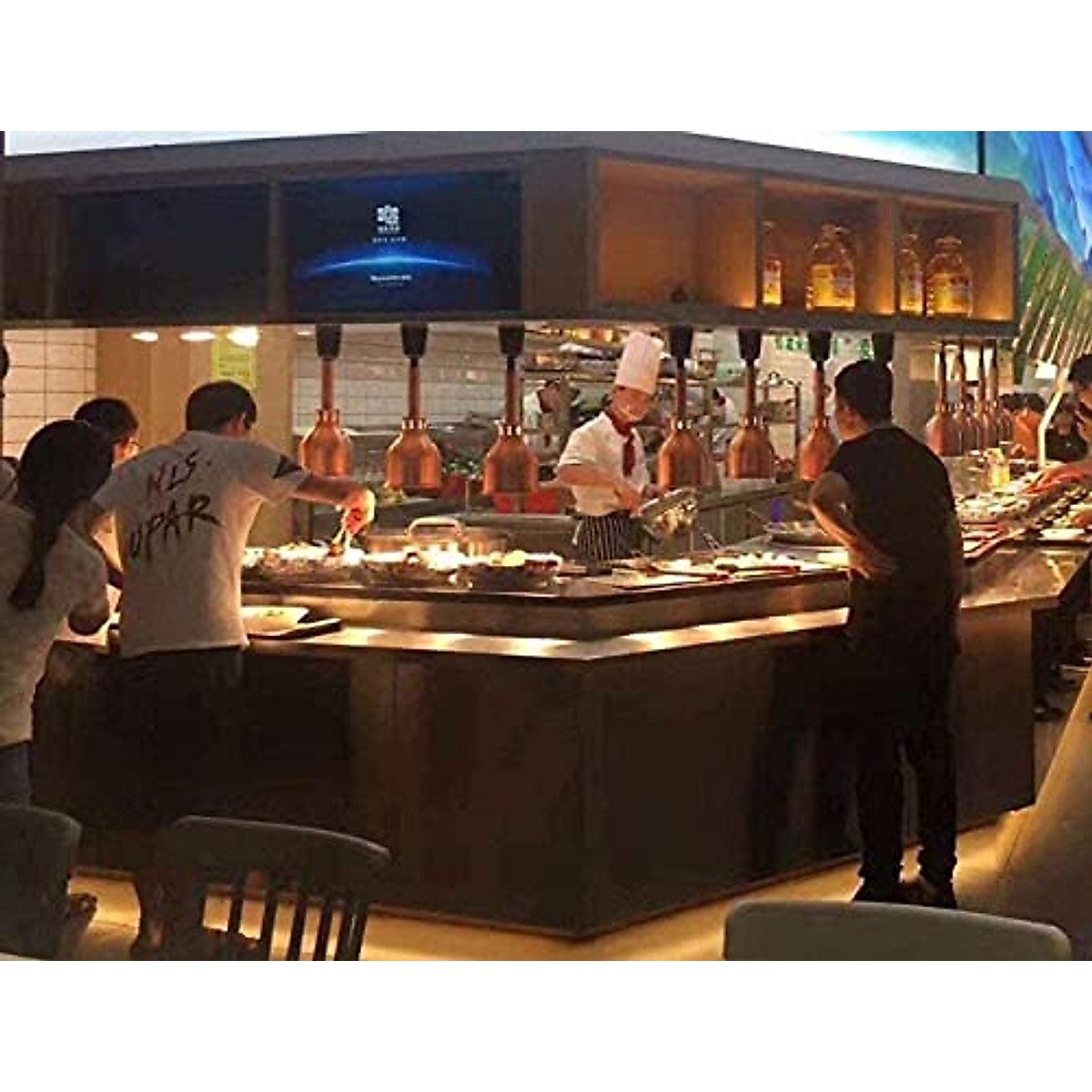 Commercial Heat Lamp Food Warmer Light Hotel Buffet Heat Lamp 5Pieces Food Heating Lamp Keep Food Heating Lamp with 250W Infrared Bulb RestaurantsHanging Chandelier