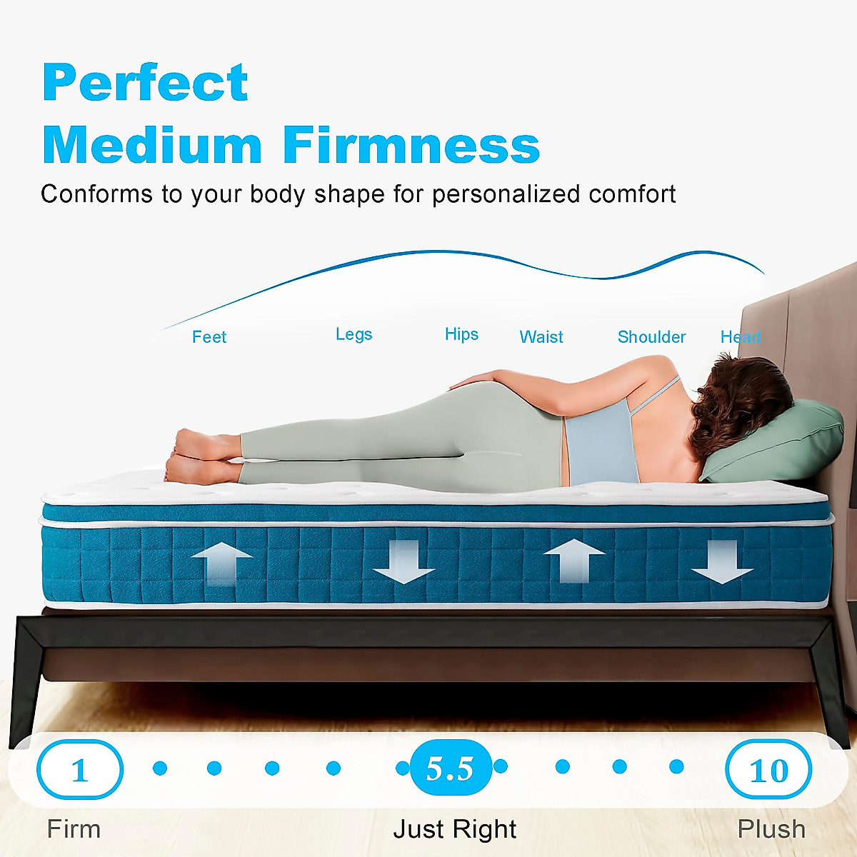 Planet Sleepings 12 Inch TwinXL Hybrid Mattress Bed in a Box,Medium Firm Gel Memory Foam Mattress with Individually Wrapped Pocket Coils Innerspring for Motion Isolation, CertiPUR-US