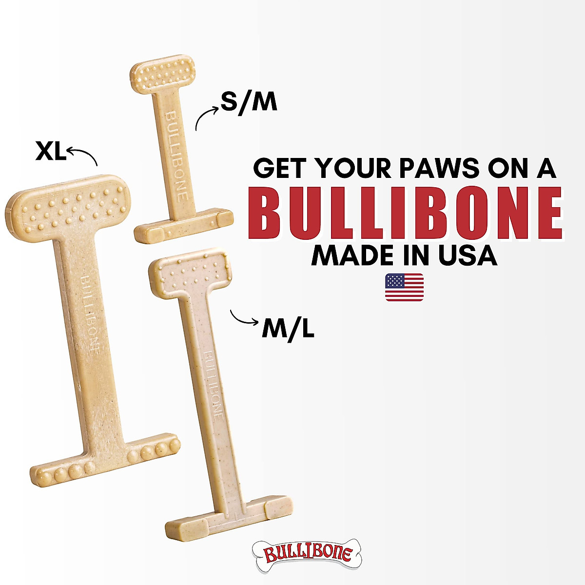 Bullibone Nylon Dog Chew Toy Nylon Bone - Improves Dental Hygiene, Easy to Grip Bottom, and Permeated with Flavor (Peanut Butter, Small - Single)