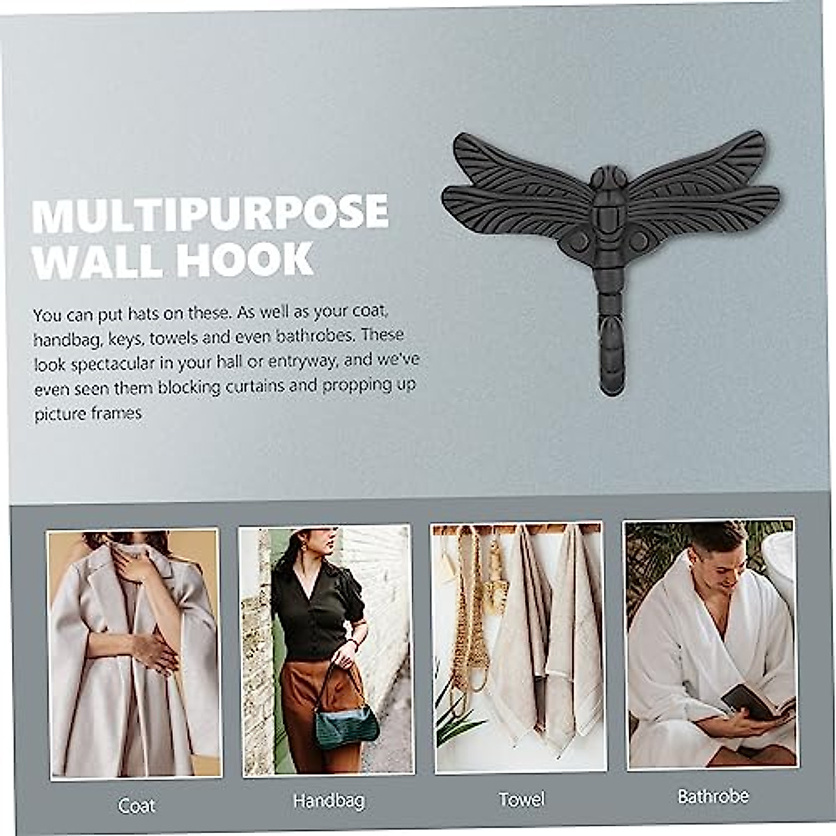 Cabilock 2 Sets Dragonfly Hook Metal Bag Hook Single Coat Hanger Decorative Wall Hangers Robe Towel Hook hat Rack Heavy Duty Clothes Hanger Dragonfly Hanger Wrought Iron Hanger Rack Cartoon