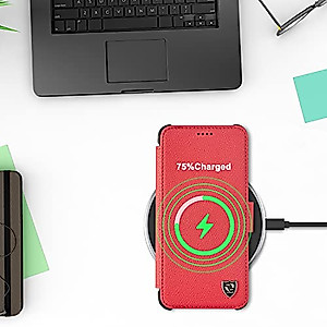 PYTWOPY Wallet Case for Galaxy S22+ Plus 5G [Credit Card Holder],[RFID Blocking],Shockproof Leather Flip Phone Case with Screen Protector Film Magnetic Clasp Kickstand Protective Cover,Red