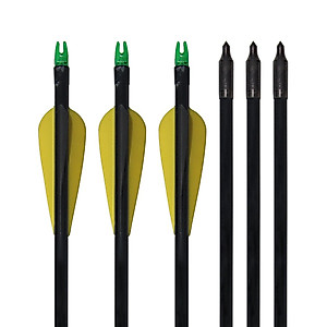 e5e10 12Pcs Fiberglass Arrows 31" Target Practice Arrows with Black and Yellow Fletches Unchangeable Sealed Tips for Recurve and Compound Bow Hunting Gift