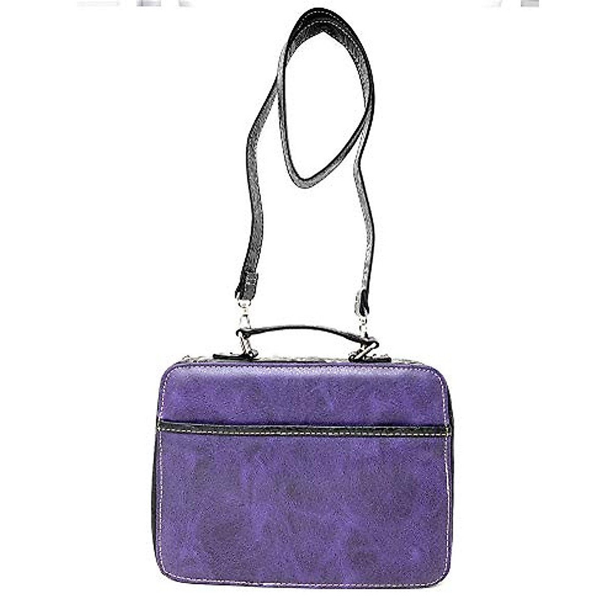Texas West Western Style Embroidery Scripture Women Rhinestone Bible Cover Book Case Crossbody Handbag (Purple)