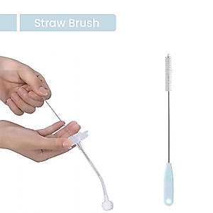 5-in-1 Baby Bottle Brush Set, Bottle Brush Cleaner, Bottle Cleaner Brush Set, Including Nylon and Silicone Bottle Brush, Bottle Cap Brush, Straw Brush, Nipple Brush, BPA-Free (Grey)