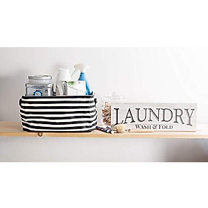 DII Cabana Stripe Laundry Collection, Waterproof Hamper, Assorted Rectangle, Black, 3 Piece