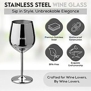 jarvox Stainless Steel Wine Glass - Set of 1 - Sliver, Gold, Rose Gold, Black - 500ml (Black)