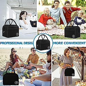 10L 19Cans Insulated Lunch Bag for Women Men, Reusable Lunch Box for Office Work Picnic Beach Travel, Leakproof Soft Cooler Tote Bag Freezable Lunch Bag for Adult, Black