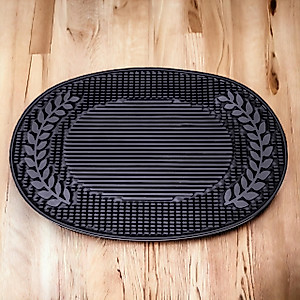 Party Mat for Bar or Kitchen, Heat/Water Resistant Dish Drying Mat, PVC Hot Pad for Kitchen Counter, Coffee Mat - 20.5" x 13.5" XL- Insulated Mat Kitchen Accessory - Black