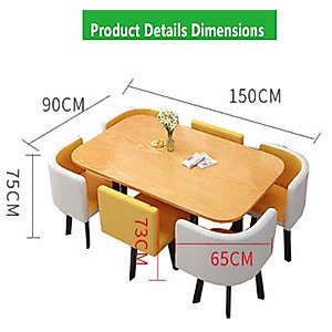 Topjia Rectangle/Oval Dining Table Set for 6 Chairs,Modern Dining Table & Coffee Table and 1Table and 6 Chairs Chair Set,for Kitchen Lounge Living Room,7-Piece Meeting Room Table, Black and White