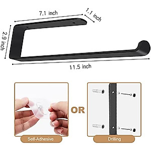 Paper Towel Holder Under Cabinet, Wall Mount Under Counter Paper Towel Holder, Self Adhesive or Drilling, Hanging Paper Towel Rack for Kitchen, Bathroom, RV (Black)