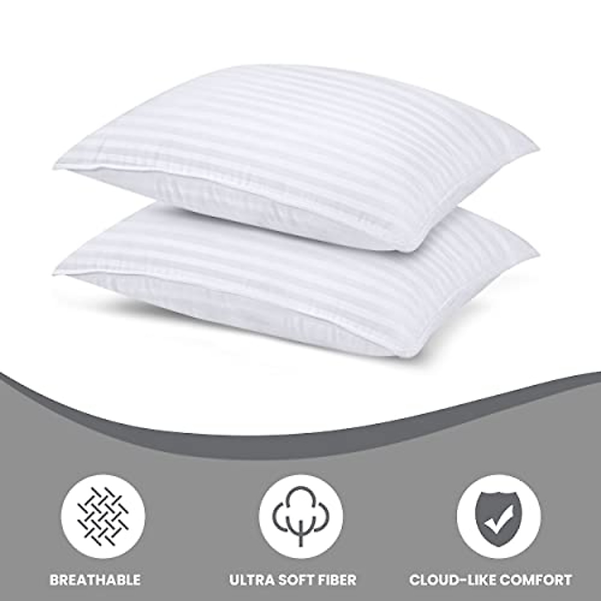 Utopia Bedding Bed Pillows for Sleeping Standard Size (White), Set of 2, Cooling Hotel Quality, for Back, Stomach or Side Sleepers