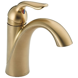 Delta Faucet Lahara Single Hole Bathroom Faucet, Gold Bathroom Faucet, Single Handle, Diamond Seal Technology, Metal Drain Assembly, Champagne Bronze 538-CZMPU-DST