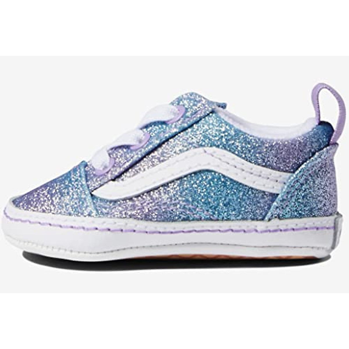 Vans, Old Skool Infant Crib Sneakers (Ombre Glitter - Multi/True White, 3)