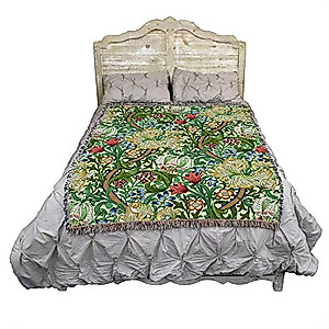 Pure Country Weavers William Morris Golden Lily Blanket - Arts & Crafts - Gift Tapestry Throw Woven from Cotton - Made in The USA (72x54)