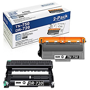 MaxColor 2 Pack1 Toner1 Drum Compatible TN750 High Yield Toner Cartridge DR720 Drum Unit Replacement for Brother MFC8710DW 8810DW hl5450DN 5470DWDWT DCP8110DN Printer Toner Cartridge