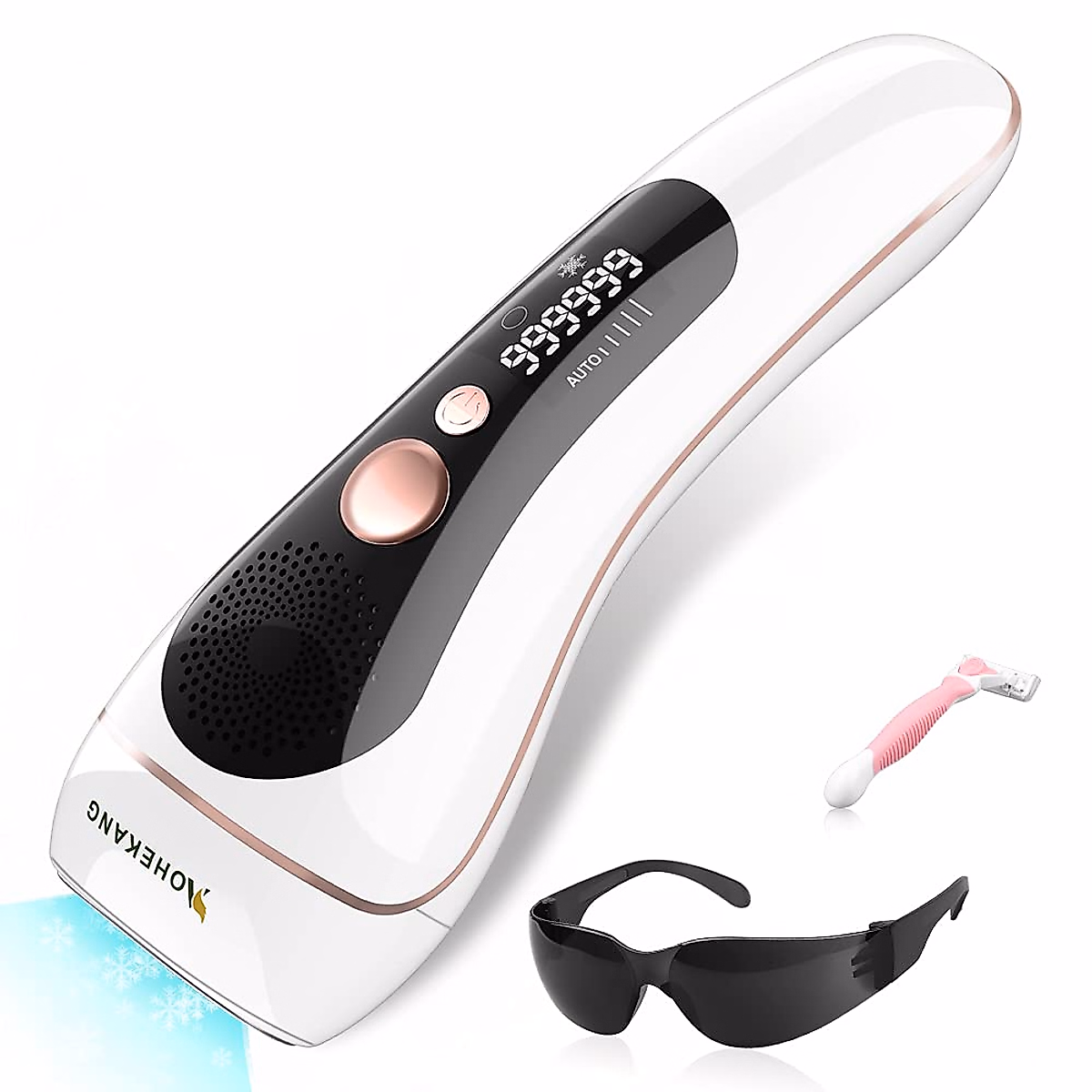 AOHEKANG At-home Laser Hair Removal for Women, IPL Hair Removal Device ICE Permanent Painless Hair Remover for Facial Armpits Bikini Legs, Upgraded to 999,999 Flashes