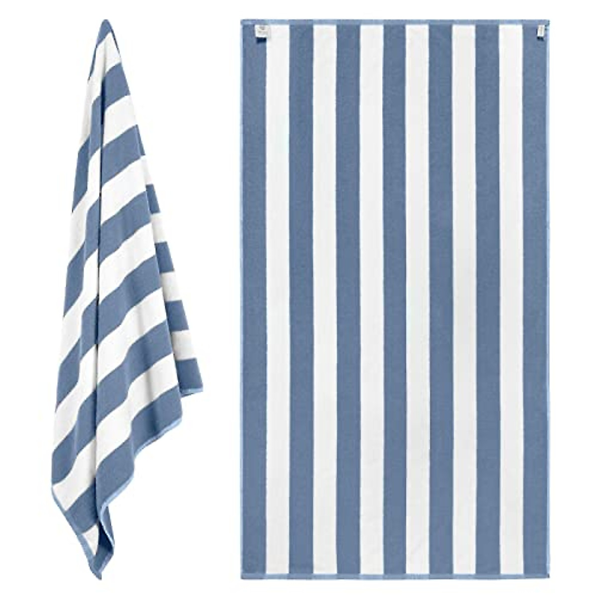 White Classic Beach Towels Oversized Cabana Stripe Cotton Bath Towel Large - Luxury Plush Thick Hotel Swim Pool Towels for Adults Super Absorbent Quick Dry - 35x70 Light Blue [2 Pack]